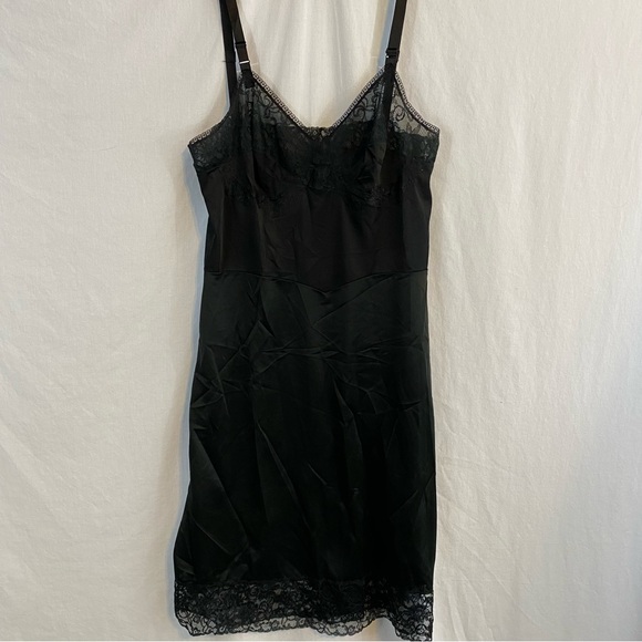 Vintage | Intimates & Sleepwear | Vintage Full Black Lacy Slip Size 34 ...